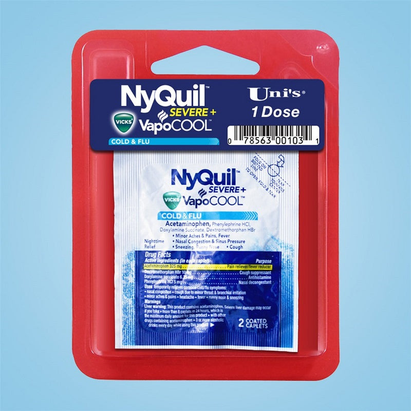 Uni's Vicks NyQuil Severe+ VapoCool Cold & Flu Relief 1 Dose – Taste it ...